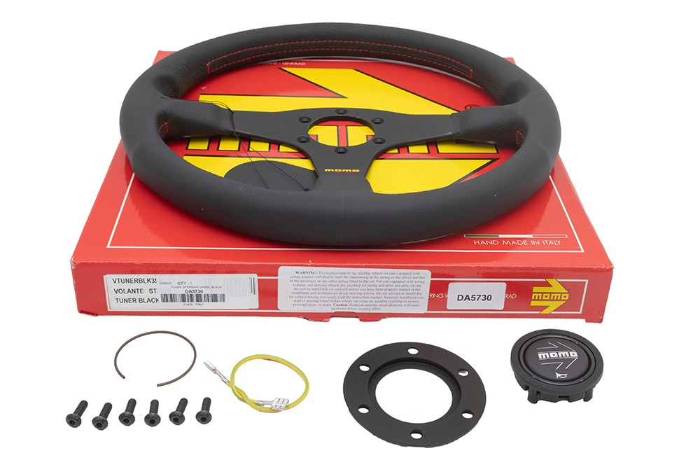 DA5730 Momo Tuner Style Black Leather Steering Wheel