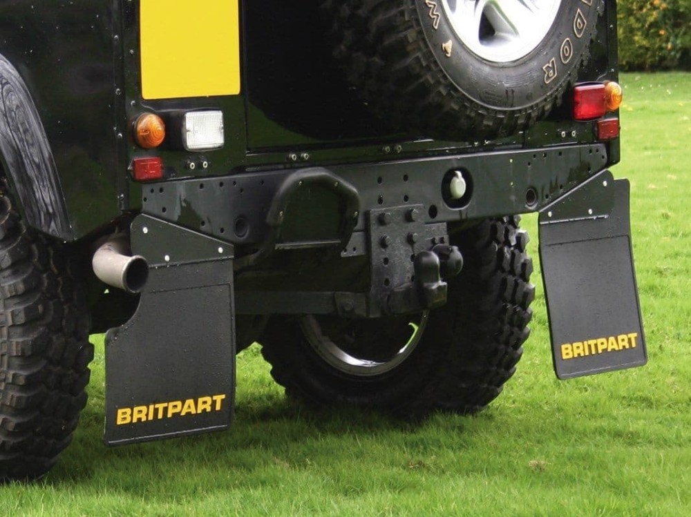 DA4536 Rear Britpart Branded Mudflaps Wide - Yellow Logo