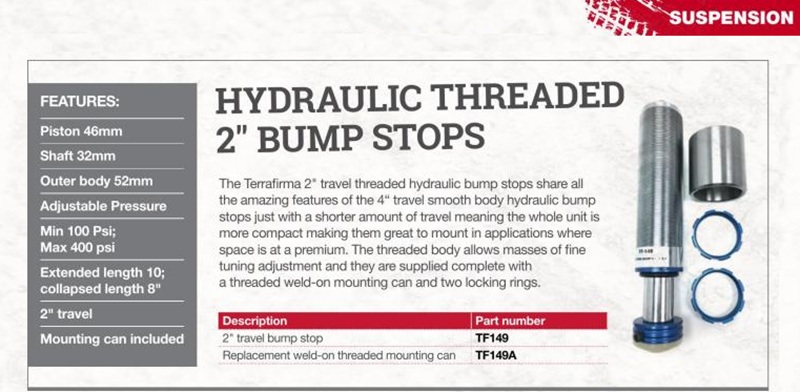 Hydraulic Threaded 2" Bump Stops