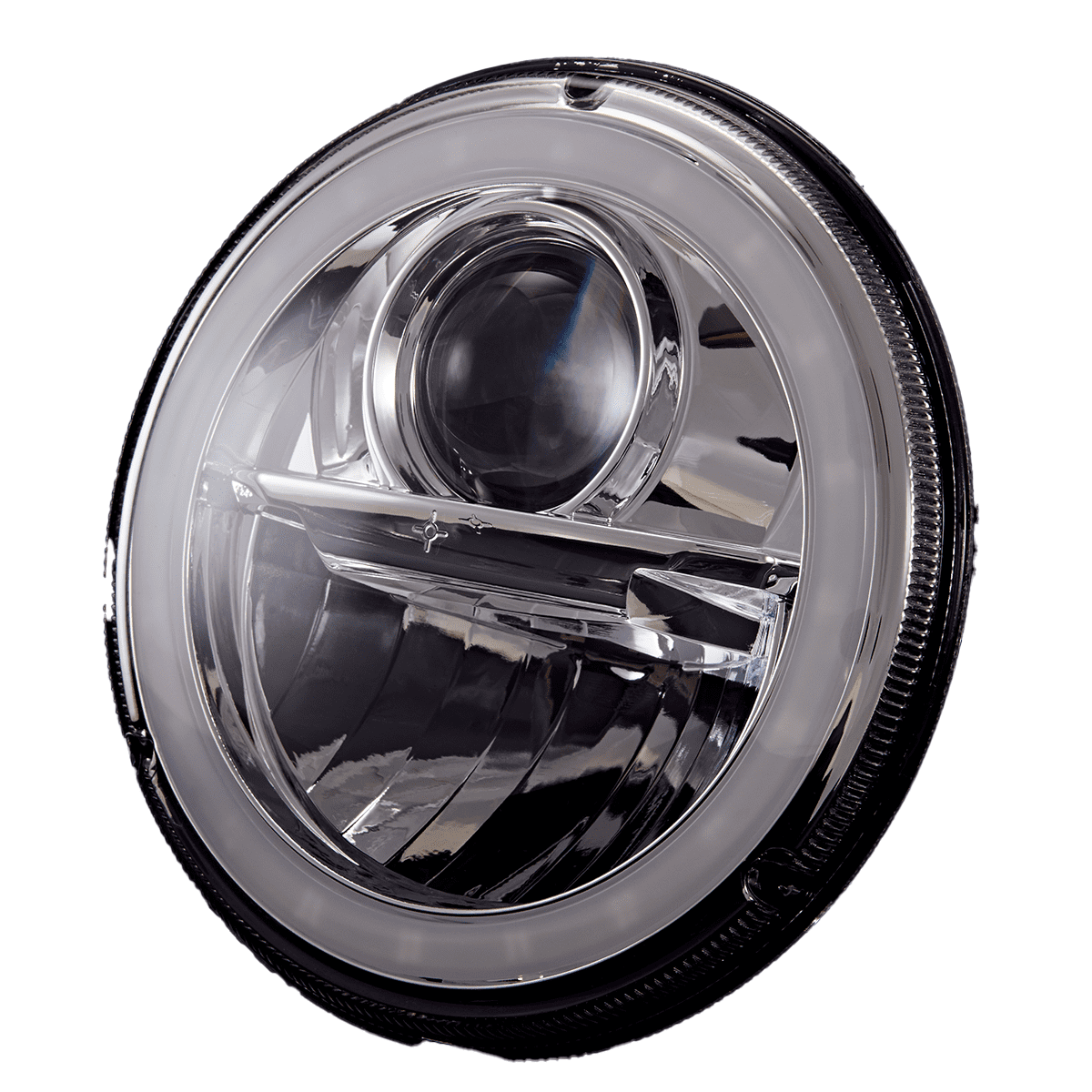 S7096LED Defender LED Headlamps Chrome UK RHD With Halo Side Light